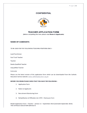 Fillable Online stjps lewisham sch CES-Teacher Application Form ...