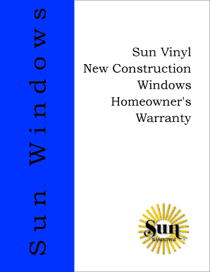 Fillable Online Sun Vinyl New Construction Windows Homeowner's ...