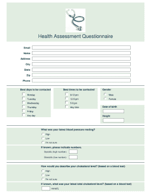 Fillable Online Health Assessment Questionnaire - Snap Surveys Fax ...