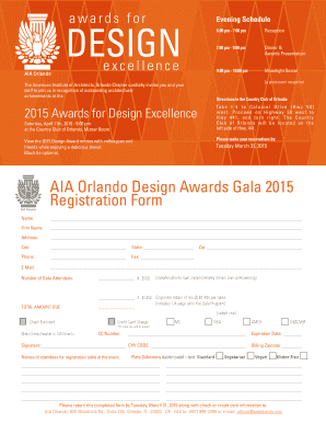 Fillable Online AIA Orlando Design Awards Gala 2015 Registration Form ...