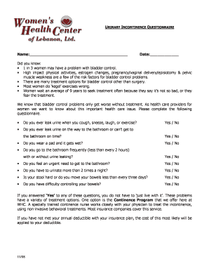 Fillable Online Form-ContinenceQuestionnaire Fax Email Print - pdfFiller