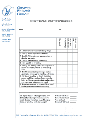 Fillable Online Depression bQuestionnaireb Fax Email Print - pdfFiller