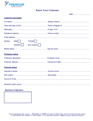 Fillable Online Know Your Customer - Premium Capital Group Fax Email ...