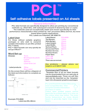 Fillable Online PCL Page 1 Fax Email Print - pdfFiller