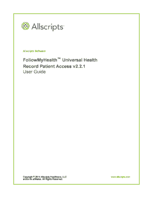Fillable Online Allscripts Software FollowMyHealth Universal Health ...