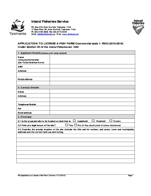 Fillable Online ifs tas gov Fish Farm bapplicationb form - Inland ...