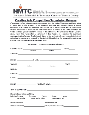 Fillable Online hmtcli Creative Arts Competition Submission Release ...