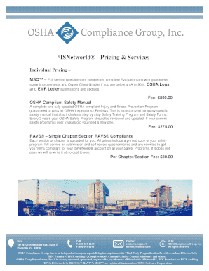 Fillable Online ISNetworld Services - OSHA Compliance Group Fax Email ...