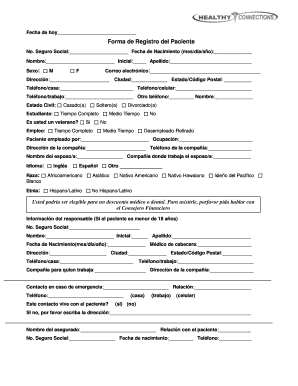 Fillable Online healthy-connections Forma de Registro del Paciente ...