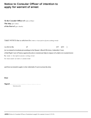 Fillable Online Notice to Consular Officer of intention to Fax Email ...