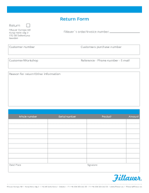 Fillable Online fillauer Return Form - Fillauer - fillauer Fax Email ...