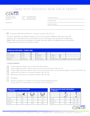 Fillable Online fillauer Order form Dynamic Walk Mix amp Match ...
