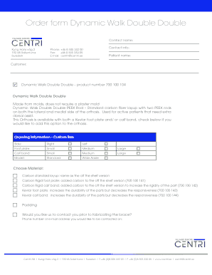 Fillable Online fillauer Order form Dynamic Walk Double Double ...