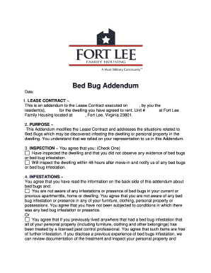 Fillable Online Bed Bug Addendum - Fort Lee Family Housing Fax Email ...