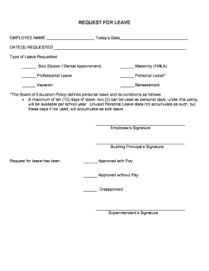 Fillable Online chaffee k12 mo Request for Leave ...