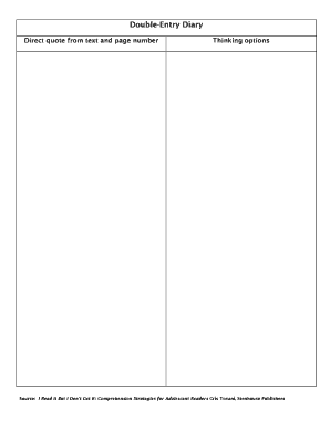 Fillable Online Double-Entry Diary - Professional Learning Fax Email ...