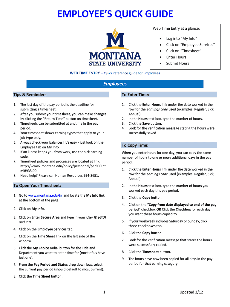 Fillable Online QUICK REFERENCE GUIDE Banner Time Sheets and Leave ... Fax Email Print - pdfFiller