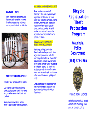 Fillable Online Bicycle Registration Form - Wauchula Police Department ...