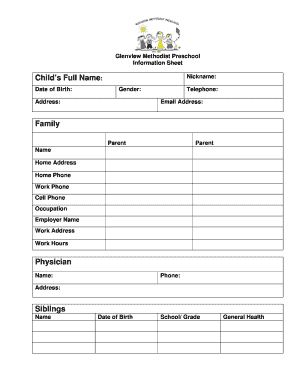 Fillable Online Information sheet - Updated 2015 Fax Email Print ...