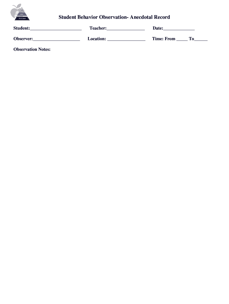 Fillable Online Student Behavior Observation- Anecdotal Record - eCST ...