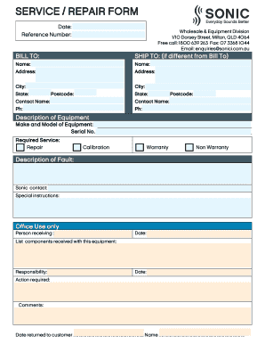 Fillable Online SERVICE REPAIR FORM - Sonic I Fax Email Print - pdfFiller