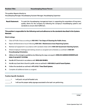 Fillable Online brandonhotels Housekeeping House Person Fax Email Print ...