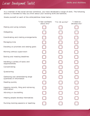 Fillable Online Career Development Toolkit Skills and Abilities Fax ...