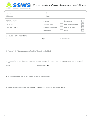 Fillable Online Community Care Assessment Form - Scottish Social ...
