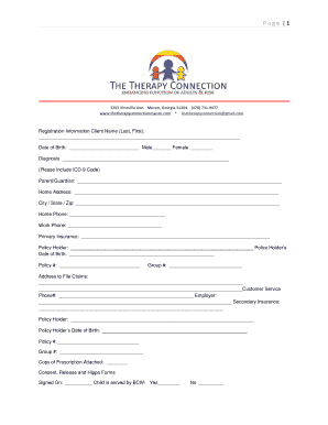 Fillable Online Patient Information Sheet for Therapy Services Fax ...