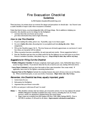 Fillable Online Fire Evacuation Checklist - BoonieLiving Fax Email ...