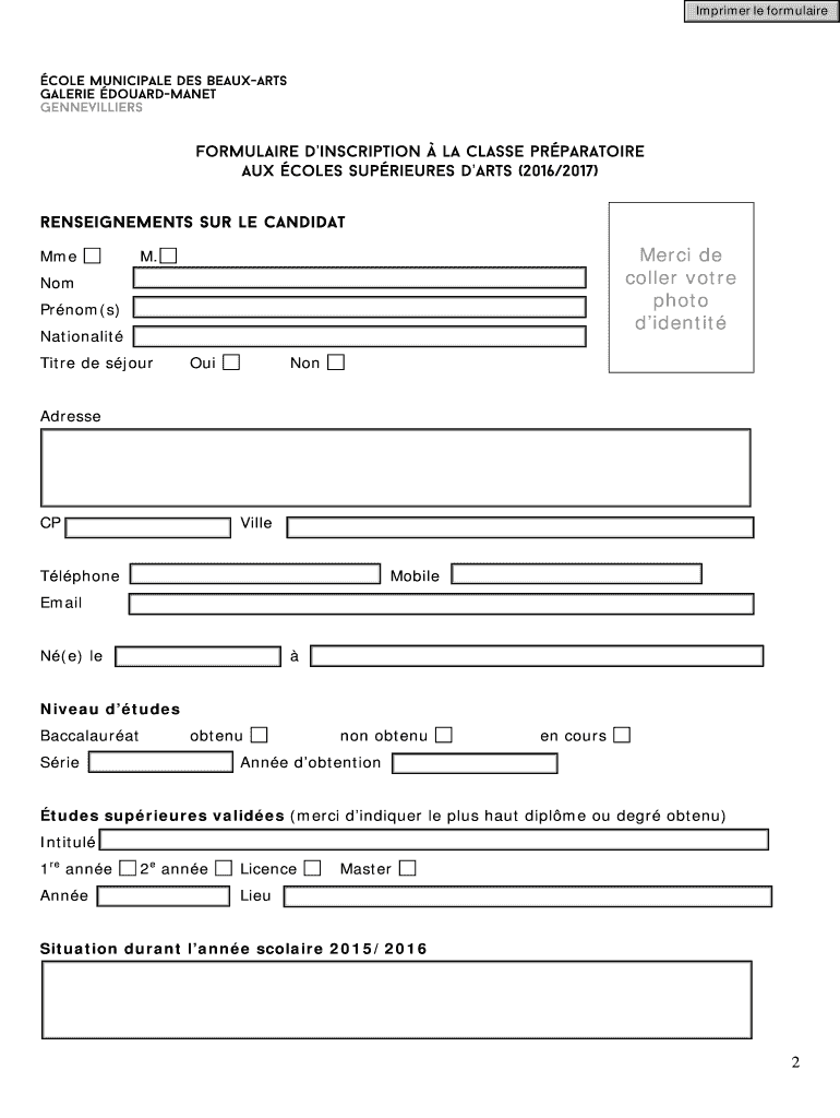 Remplissable En Ligne ville-gennevilliers T l charger le formulaire d'inscription la classe ...