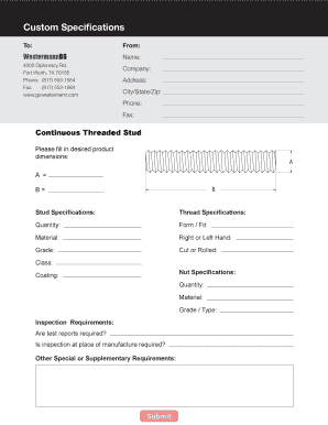 Fillable Online Continuous Threaded Stud Bolt Drawing - WestermannBG ...