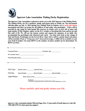 Fillable Online Sparrow Lake Association Fishing Derby Registration Fax ...