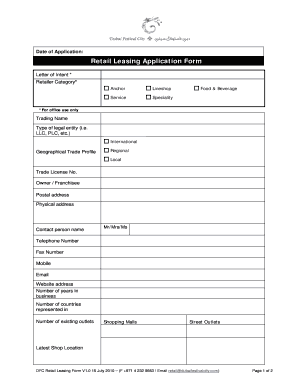 Fillable Online DFC Retail Leasing Application Form - Dubai Festival ...