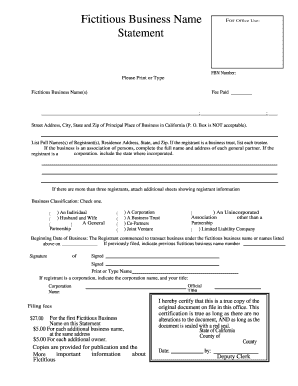 Fillable Online wimer BFictitious Business Name Statementb ...