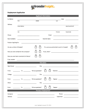 Fillable Online Employment Application - Office and Shop Fax Email ...