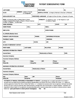 Fillable Online FORM --- New Patient Demographic Form rev Mar 2012 Fax ...