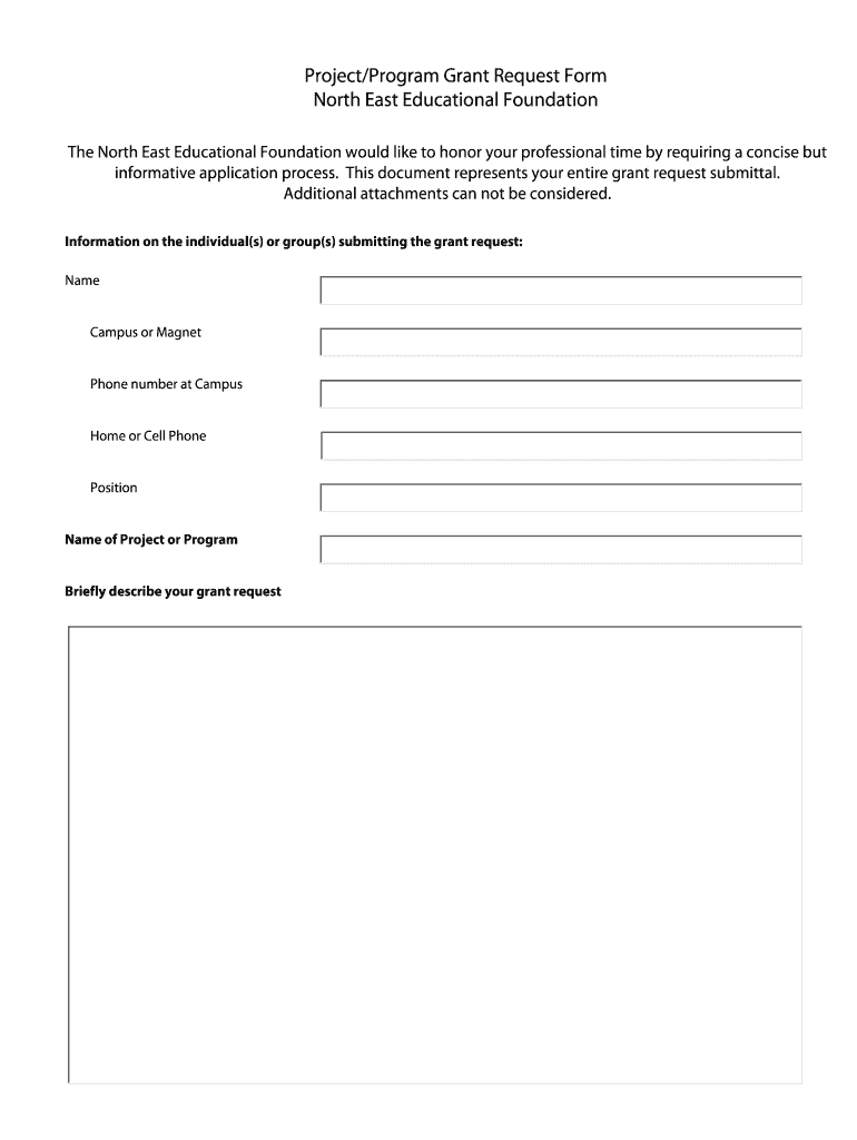 Fillable Online northeastfoundation ProjectProgram Grant Request Form ...