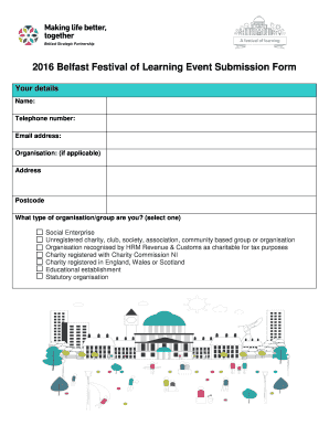 Fillable Online 2016 Belfast Festival of Learning Event Submission Form ...