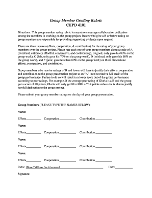 Fillable Online Group Member Grading Rubric.pdf - yanyang - PBworks Fax ...