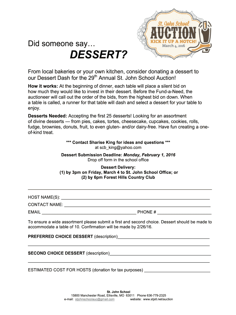 Fillable Online Did someone say DESSERT Fax Email Print - pdfFiller