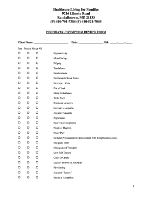 Fillable Online PSYCHIATRIC SYMPTOM REVIEW FORM - bhclffbbcomb Fax ...