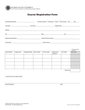 Fillable Online learningforlife fsu Course Registration Form - Florida ...