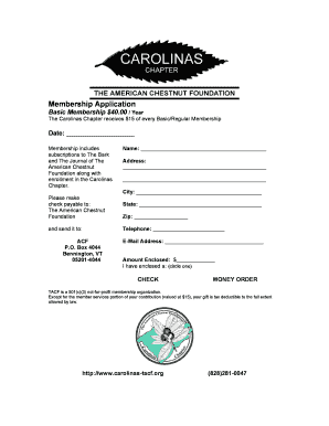 Fillable Online carolinas-tacf Membership Application Basic Membership 4000 - carolinas-tacf Fax ...