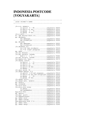Postcode Indonesia - Fill Online, Printable, Fillable, Blank | pdfFiller