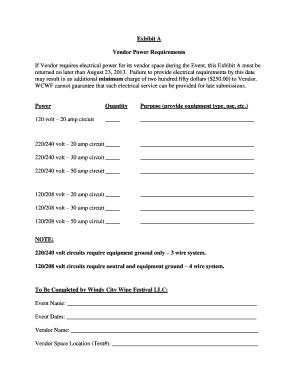 Fillable Online Vendor Power Requirements Fax Email Print - pdfFiller