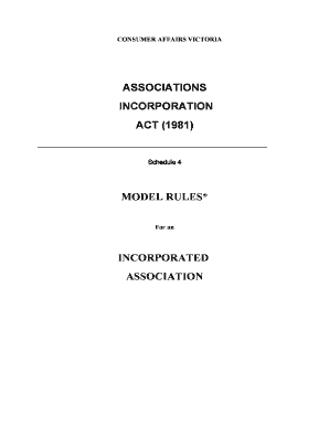 Fillable Online CONSUMER AFFAIRS VICTORIA ASSOCIATIONS INCORPORATION ...