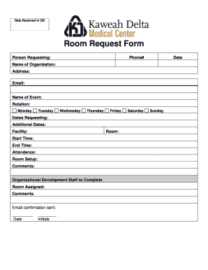 Fillable Online Room Request Form - sjvneccom Fax Email Print - pdfFiller