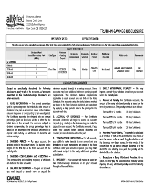 Fillable Online MATURITY DATE EFFECTIVE DATE RATE SCHEDULE ACCOUNT Fax ...