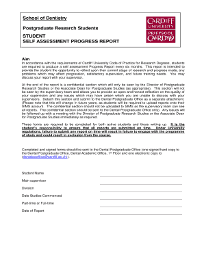 Fillable Online SELF ASSESSMENT PROGRESS REPORT Fax Email Print - pdfFiller